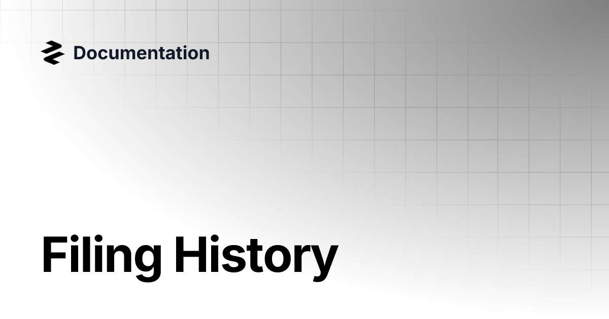 Filing History | Documentation