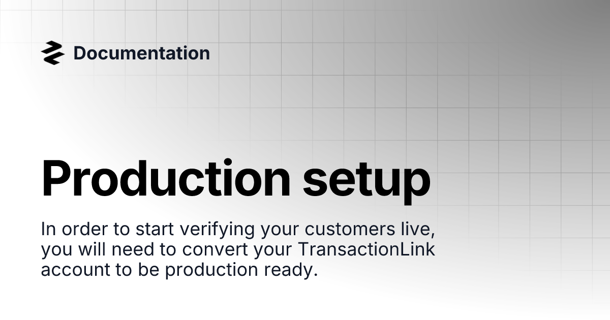 Production setup | Documentation